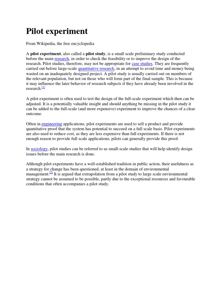 Pilot Experiment: Research Case Studies Quantitative Research | PDF ...