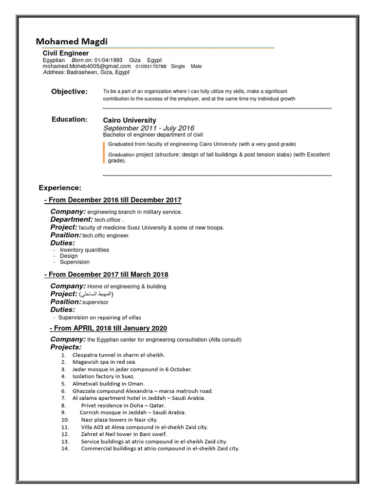 Mohamed Magdi | PDF | Egypt | Engineering