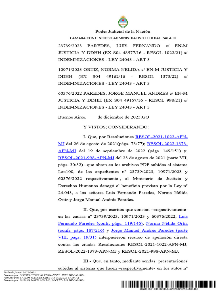 Fallo | PDF | Refugiado | Judicaturas