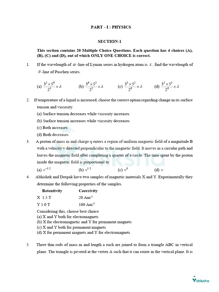 Physics QP | PDF | Wavelength | Diffraction