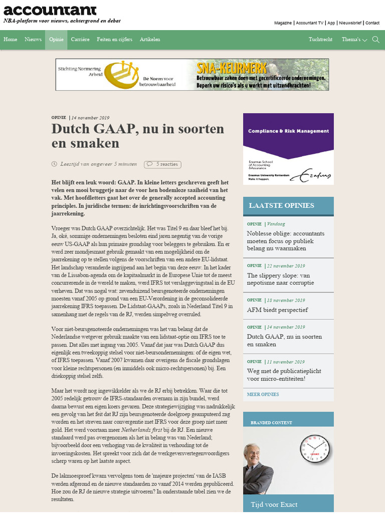 Dutch Gaap Nu in Soorten en Smaken (Verslaggevingsopties Binnen Dutch ...