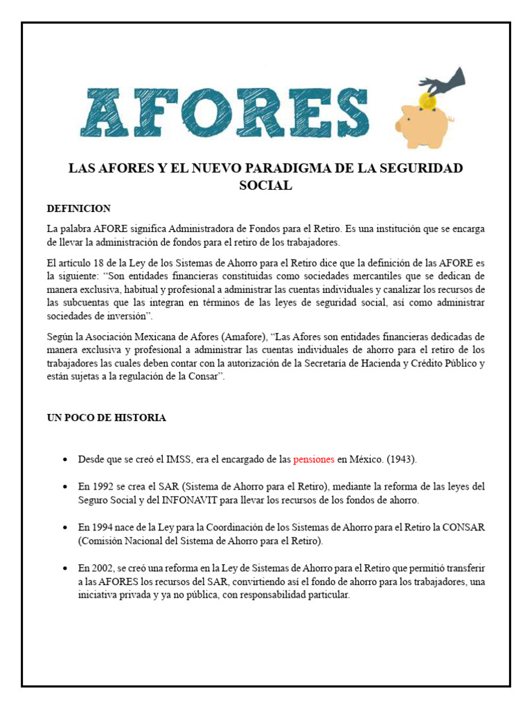 Las Afores y El Nuevo Paradigma de La Seguridad Social | PDF ...