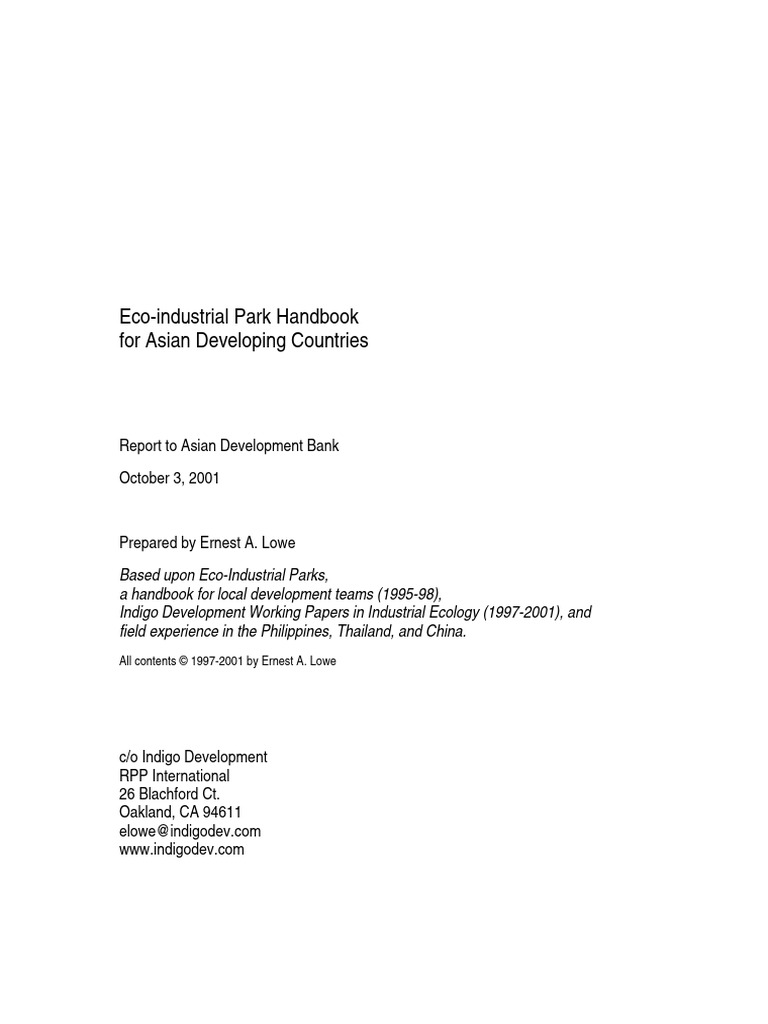 Eco Industrial Park Handbook For Asian D | PDF | Sustainability ...