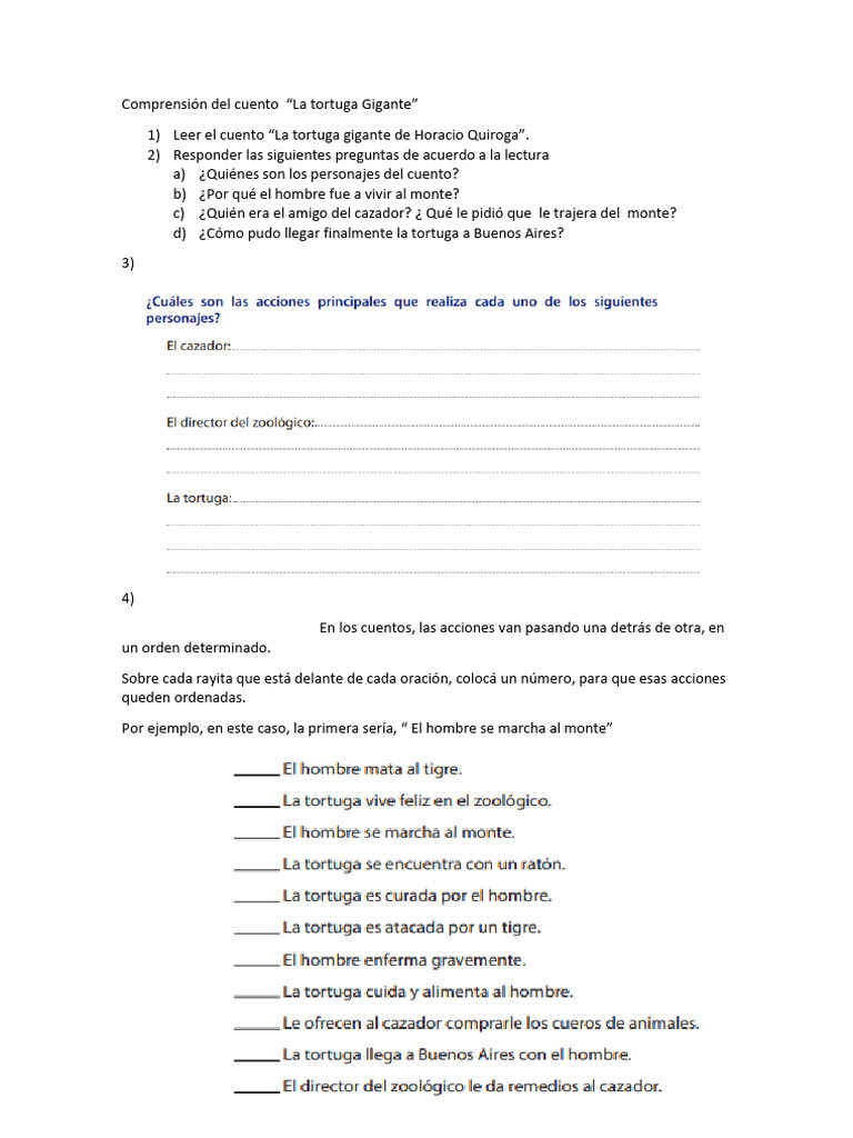 La Tortuga Gigante Actividades | PDF | Viajes y turismo | Ficción general