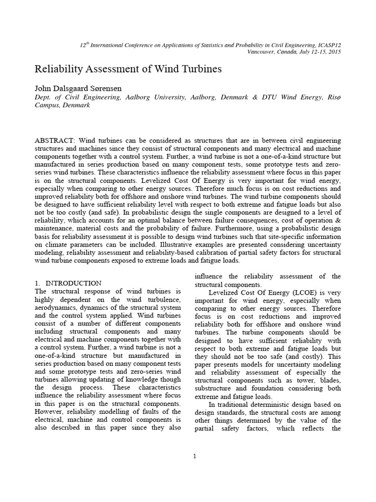 Reliability Assessment of Wind Turbines: John Dalsgaard Sørensen | Download Free PDF ...