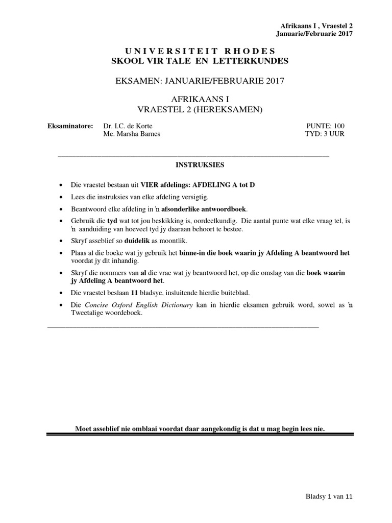 AFR 1 - Vraestel 2 - Her - JanFeb 2017 | PDF