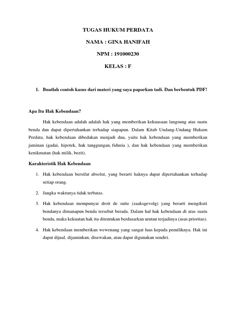 Tugas Hukum Perdata | PDF