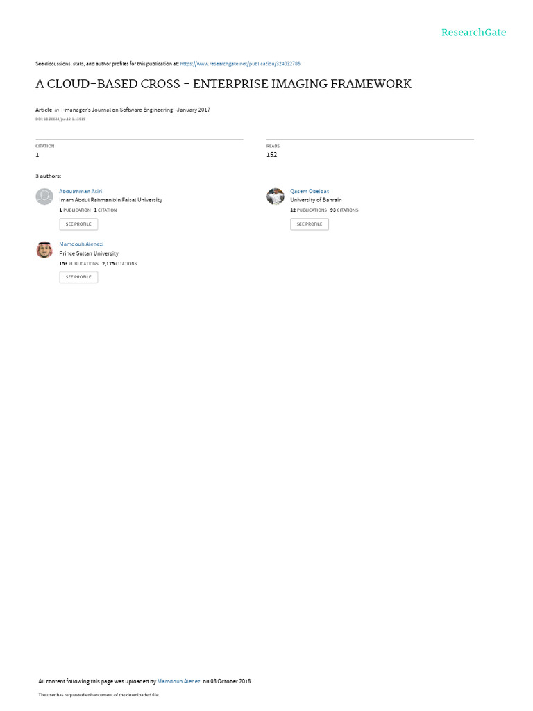 A Cloud-Based Cross-Enterprise Imaging Framework | PDF | Electronic Health Record | Medical Imaging