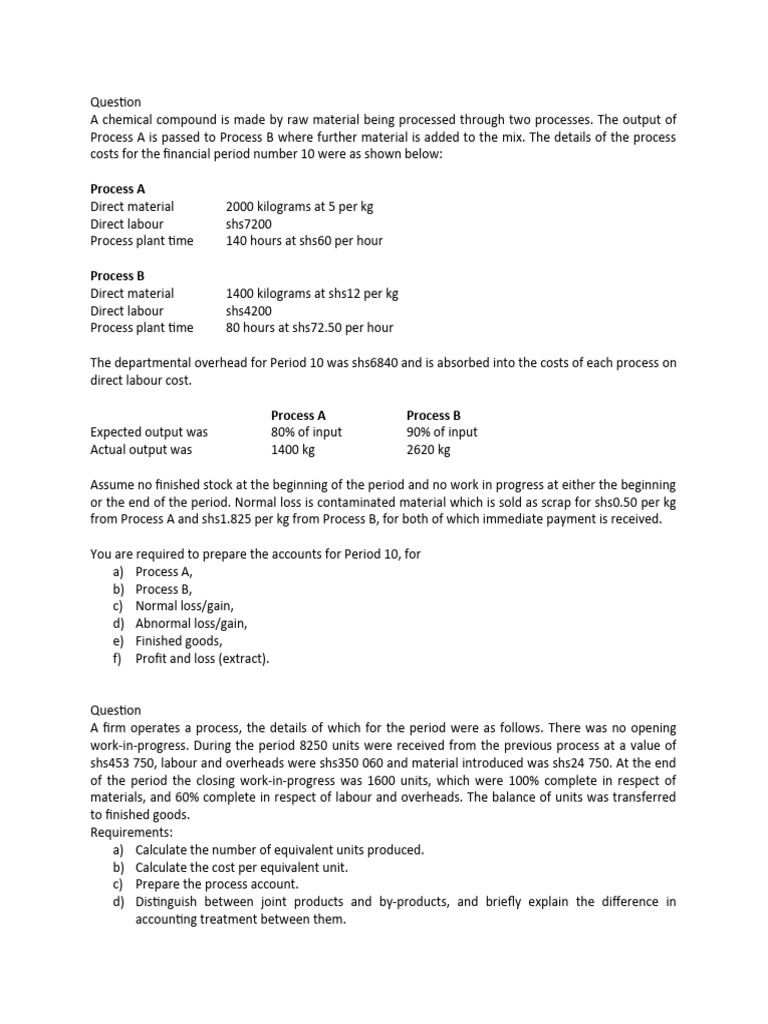 Process Extra QNS | PDF | Cost | Economies