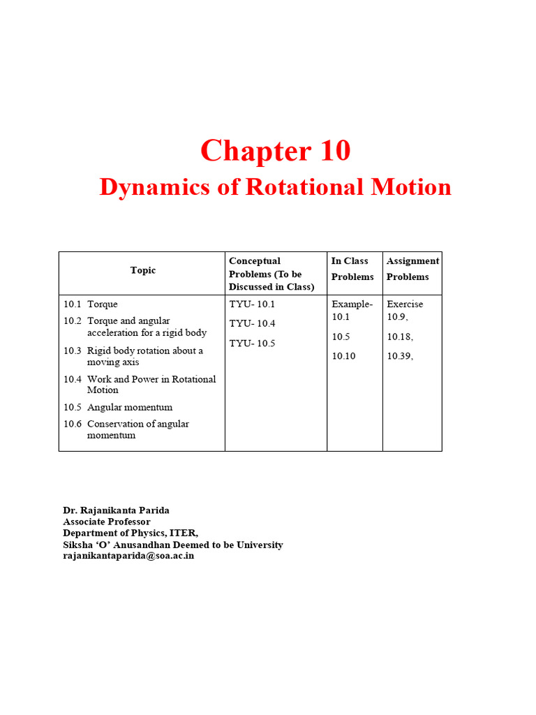 Dynamics of Rotational Motion Overview | PDF | Torque | Rotation Around ...