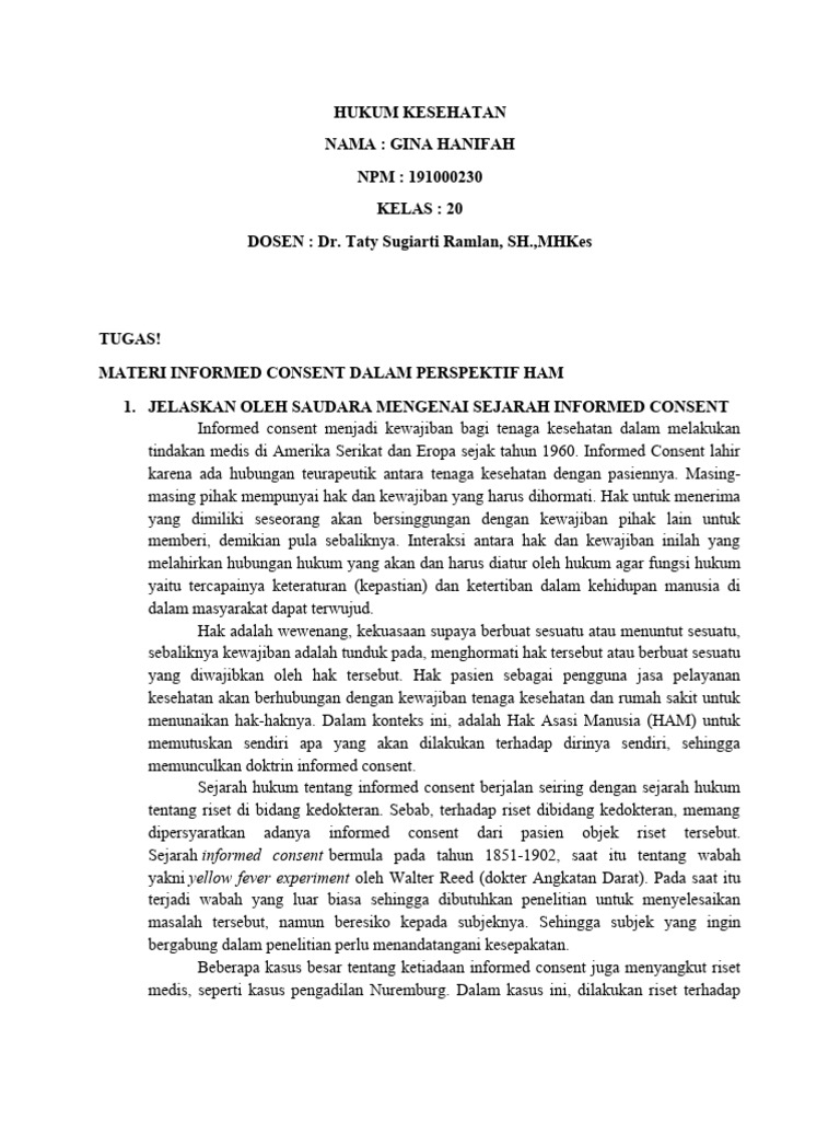 Tugas Materi Informed Consent | PDF