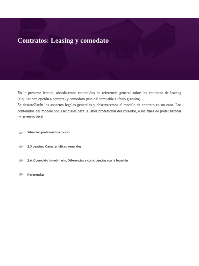 Contratos de Leasing y Comodato | PDF | Ley de obligaciones | Derecho ...