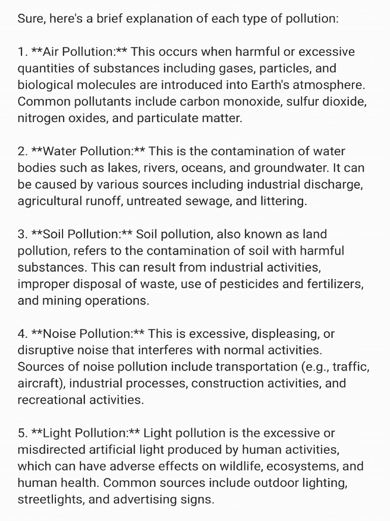 Types of Pollution | PDF