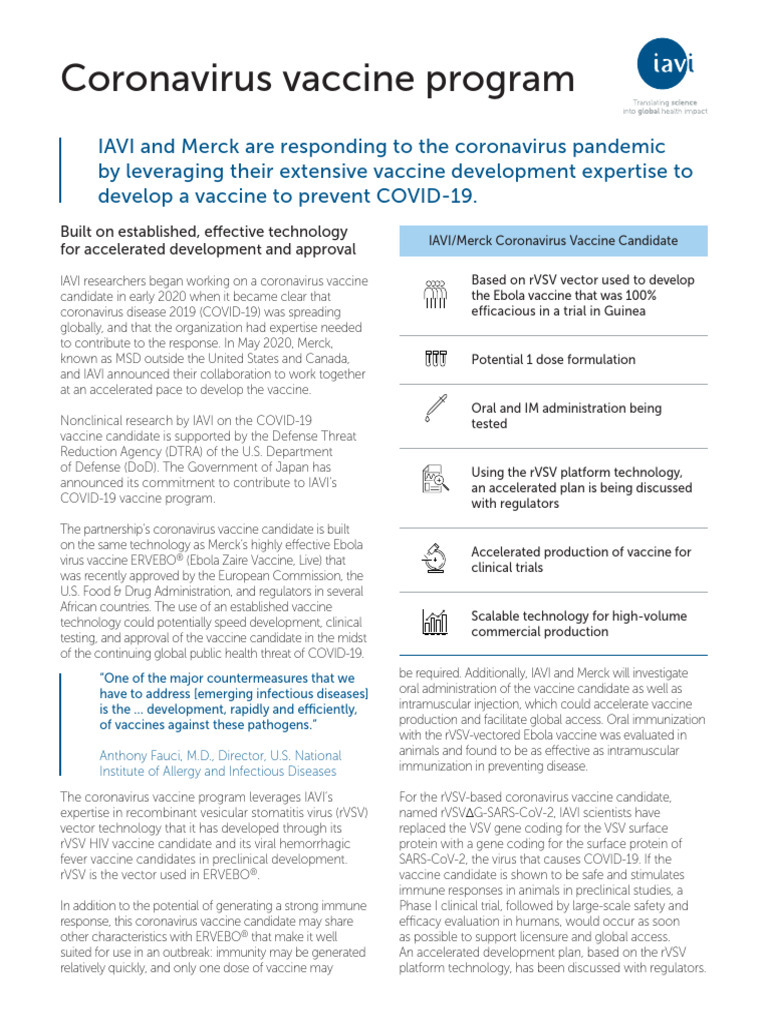 Iavi Fact Sheet Coronavirus-Vaccine-program | PDF | Epidemiology ...