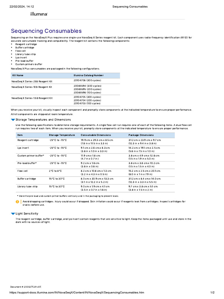 NovaSeq X Plus Reagent Kit Overview | PDF | Cartridge (Firearms)