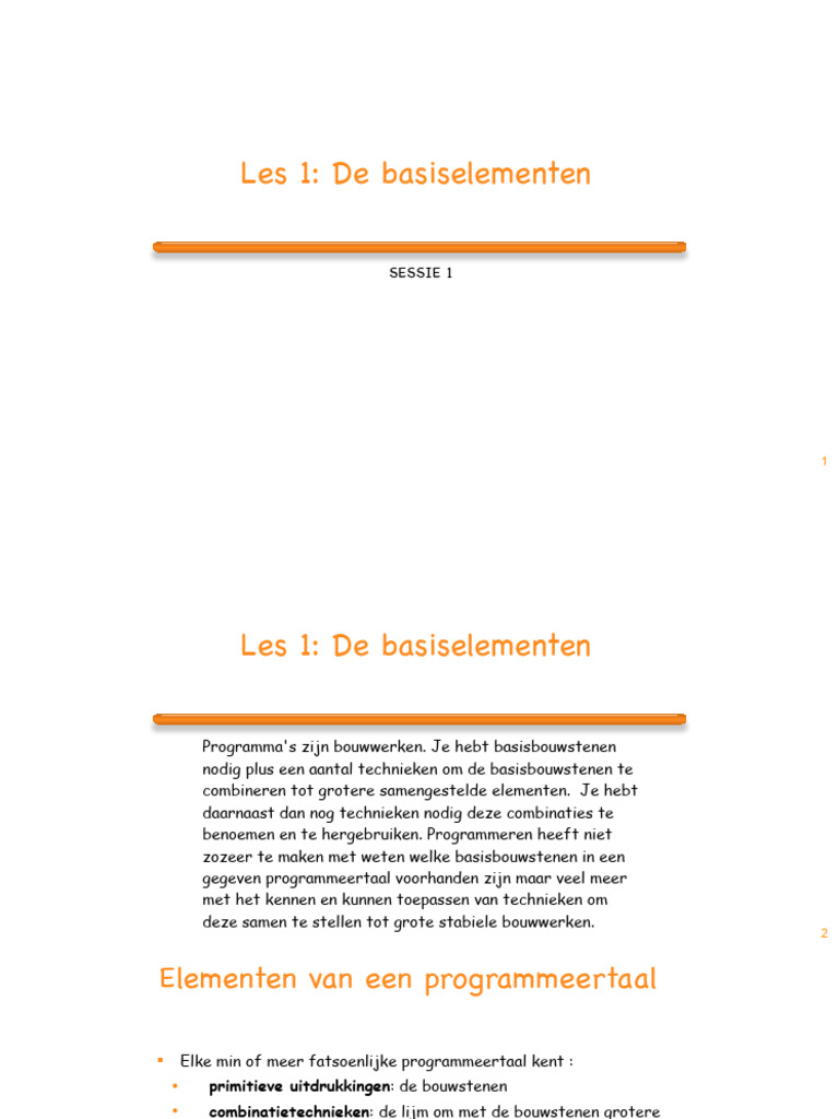 Les01 Basiselementen | PDF