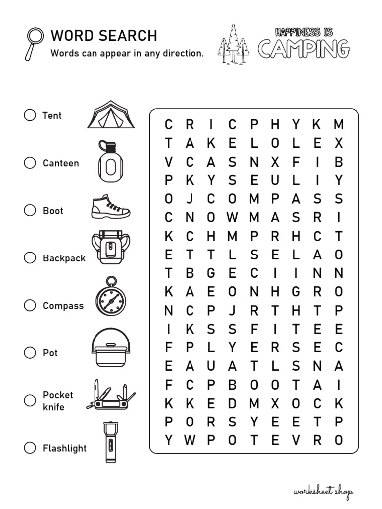 Word Search - Camping | PDF