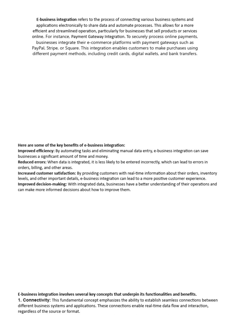 E Business Integration Refers To The Process Of Connecting Download Free Pdf Electronic