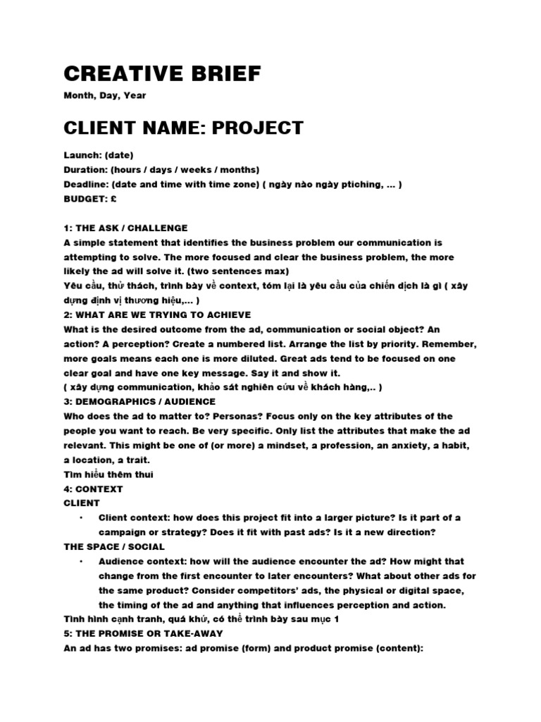MẪU Generic Creative Brief. | PDF