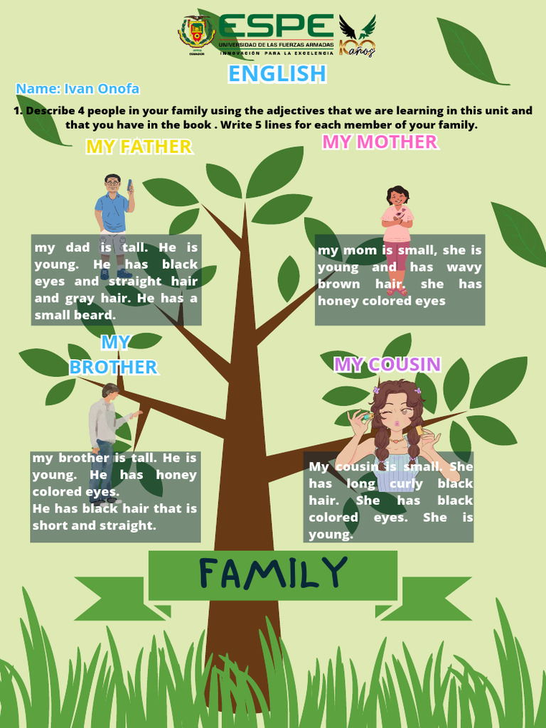 Green Brown Simple Cartoon Family Tree A4 Document | PDF