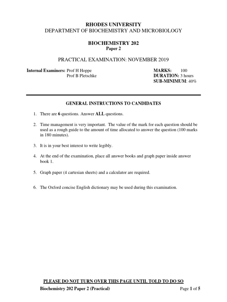 BCH 202 - Paper 2 - Nov 2019 | PDF | Protein Purification | Chromatography