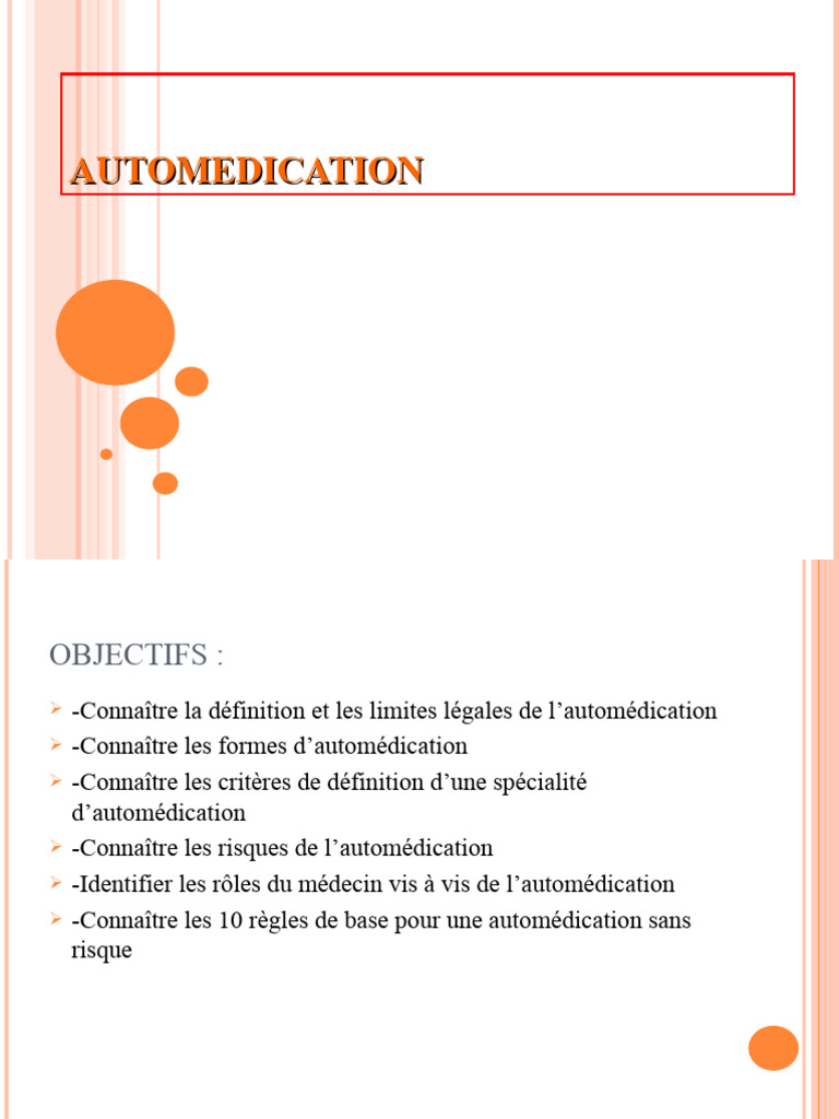 Comprendre l'automédication et ses risques | PDF | Sciences de la santé ...