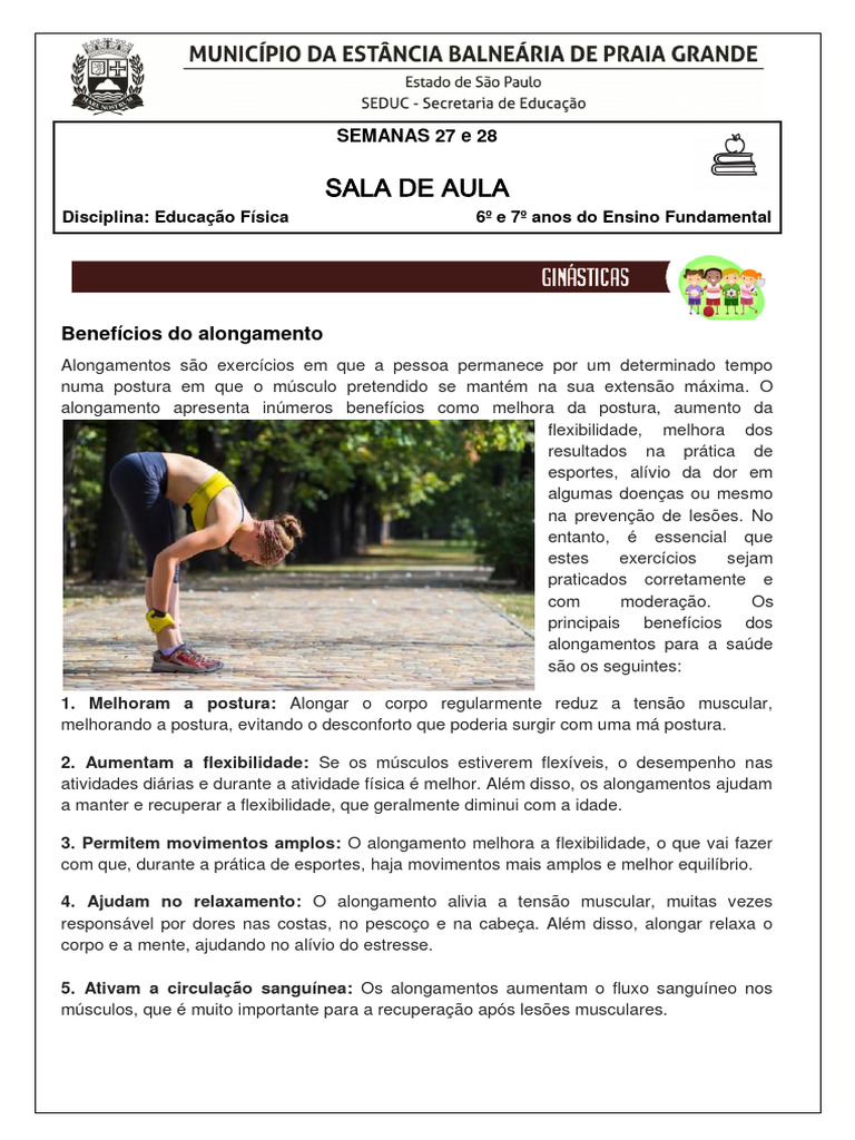 6º E 7º Ano Er Educação Física Semanas 27 E 28 Sala De Aula 1969