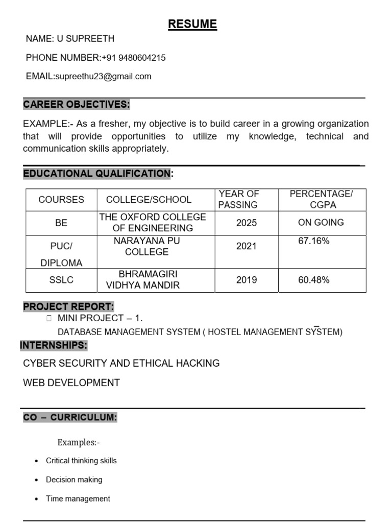 Supreeth Resume 2025 | PDF