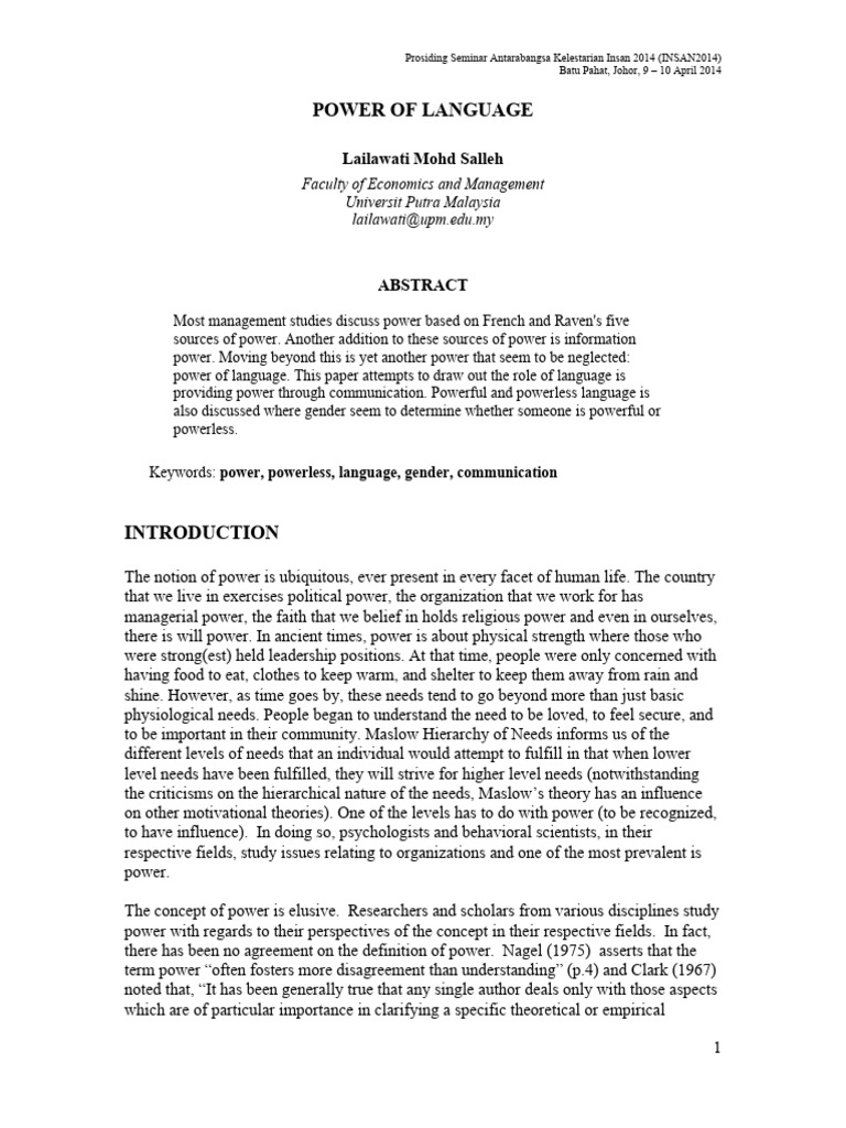 Prosiding PowerofLanguage | PDF | Power (Social And Political ...