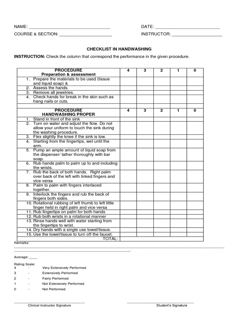 Handwashing-Checklist | PDF | Hand Washing | Hand
