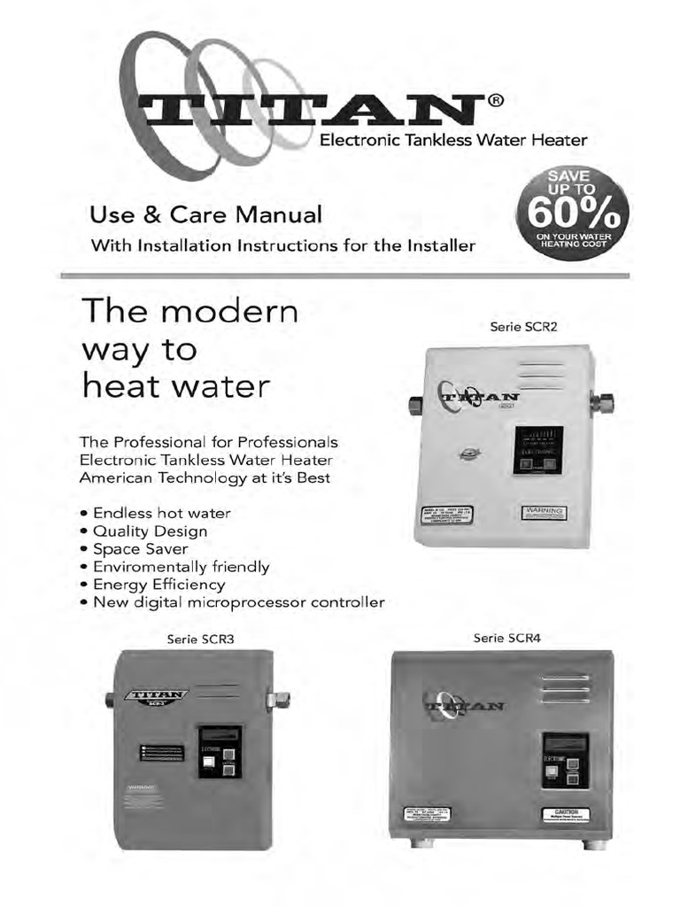 Titan - Installation - Manual Water Heater Tankless | PDF | Water Heating