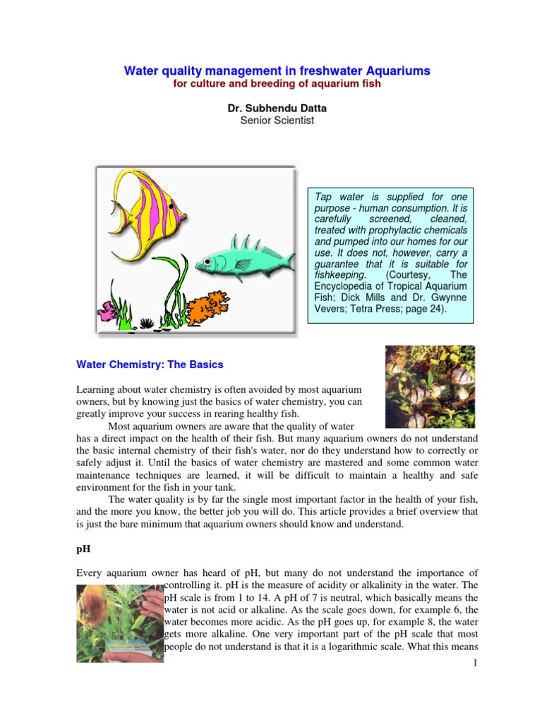 Freshwater Aquarium Water Quality Management | PDF | Aquarium | Fishkeeping