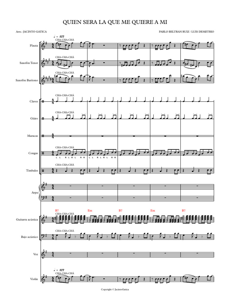 QUIEN SERA LA QUE ME QUIERE A MI - Score and Parts | PDF