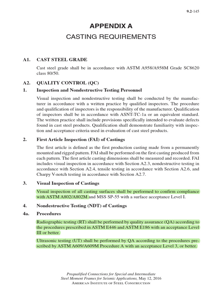 Steel Moment Frame Casting QC Standards | PDF | Nondestructive Testing ...