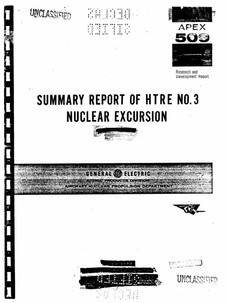 HTRE No. 3 Nuclear Excursion Report | PDF | Nuclear Reactor | Physical ...