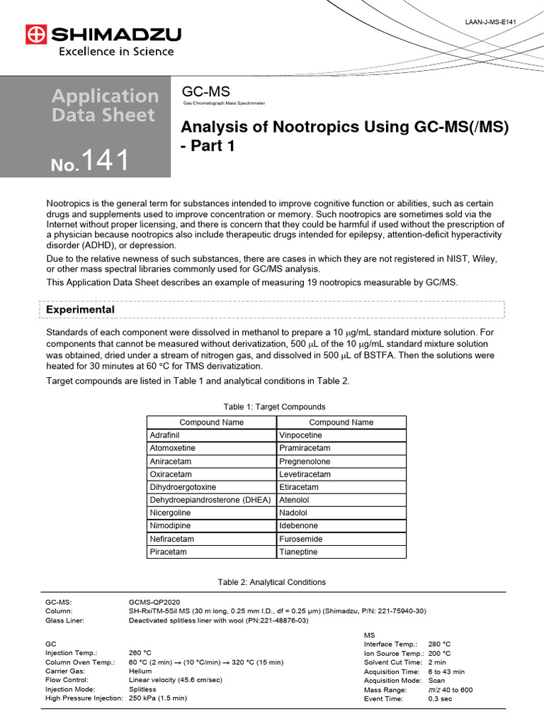 Nootropic Analysis via GC-MS Techniques | PDF | Gas Chromatography–Mass ...