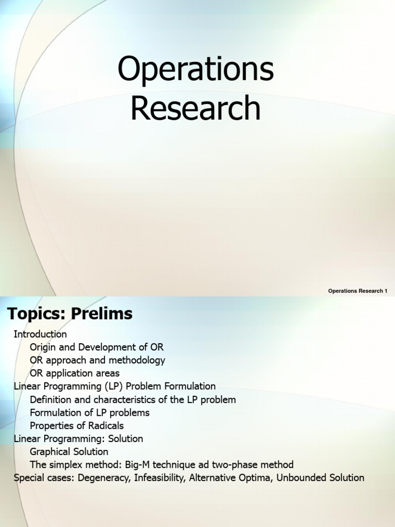 Operations Research | PDF | Mathematical Optimization | Linear Programming
