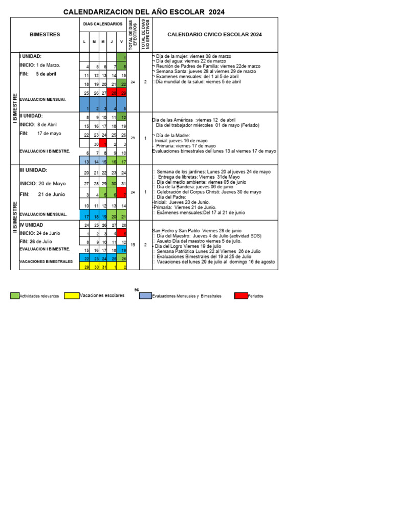 Calendarizacion 2024 | PDF