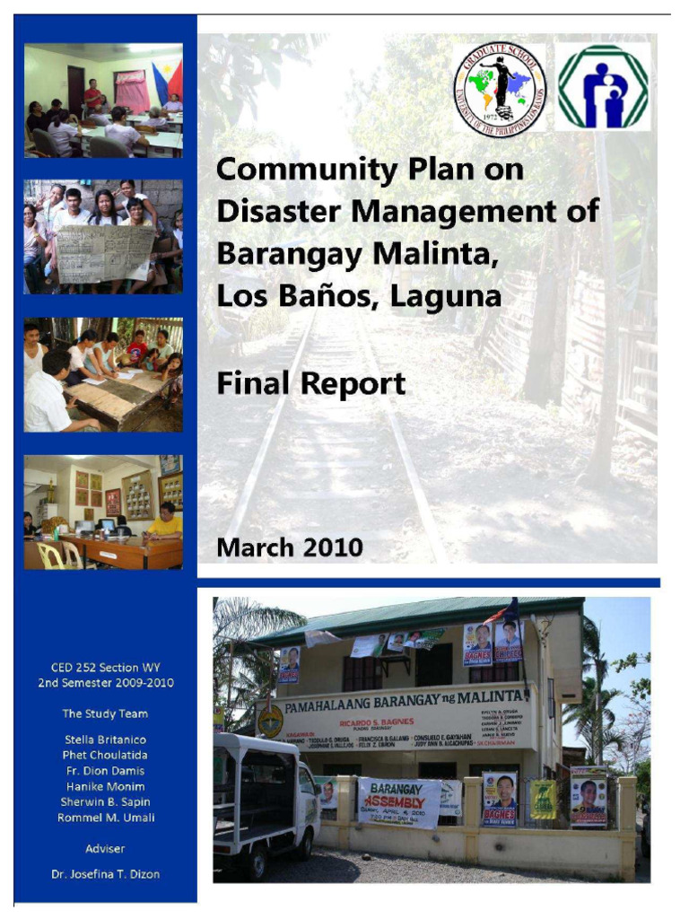 Disaster Management Plan for Barangay Malinta | PDF | Emergency ...