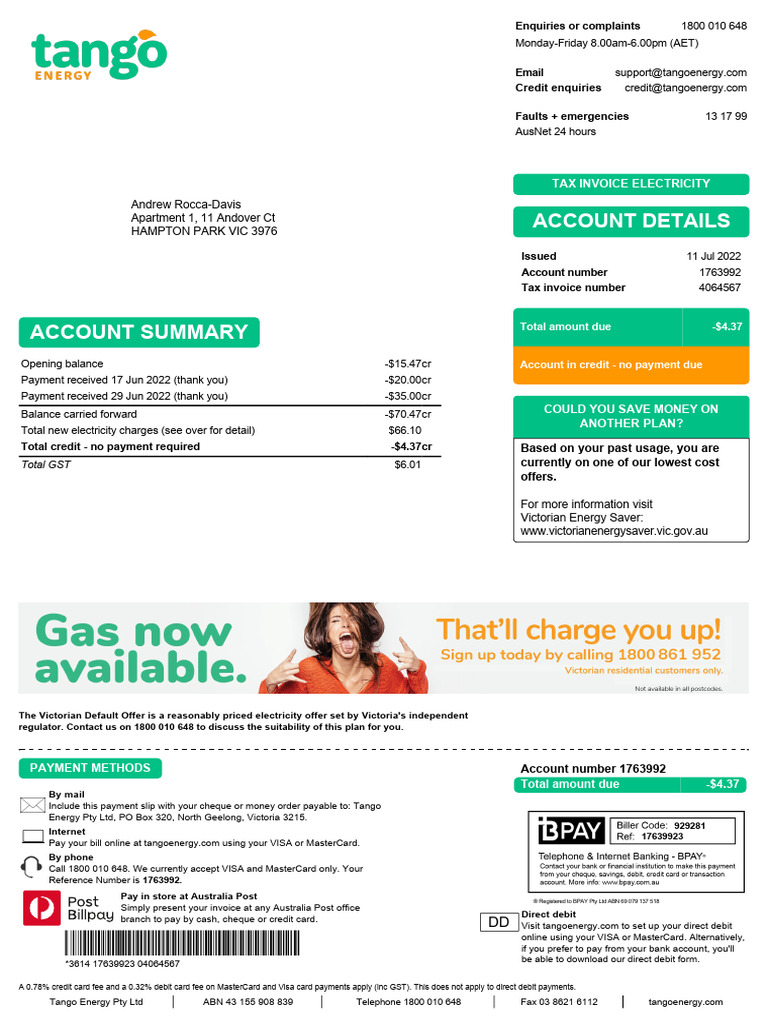 Tango Bill | PDF | Debit Card | Visa Inc.