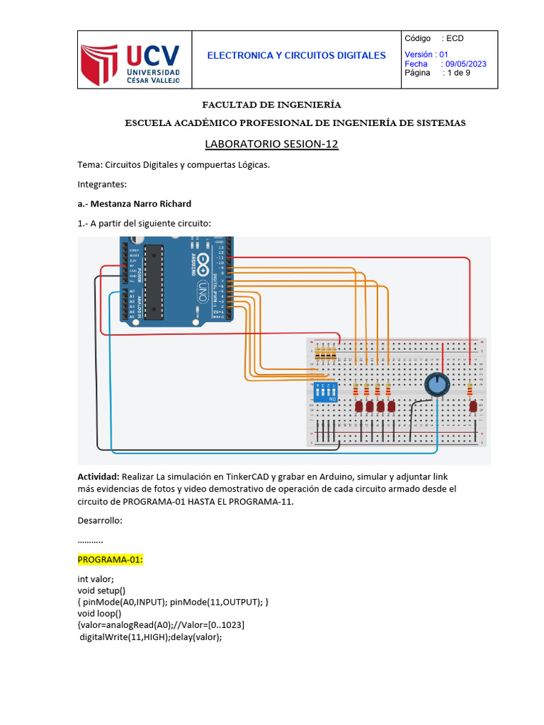Circuitos Digitales en Arduino | PDF | Ciencias fisicas | Ingeniería de ...