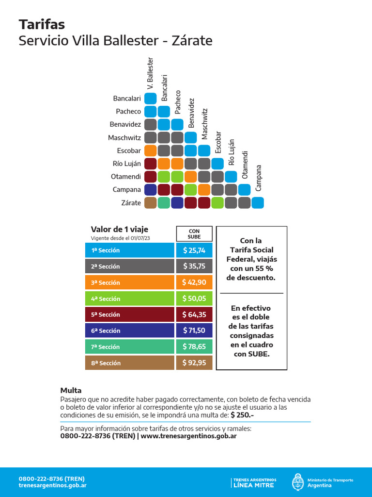 Tarifas Villa Ballester - Zarate 2023-07-01 Web | PDF | Transporte