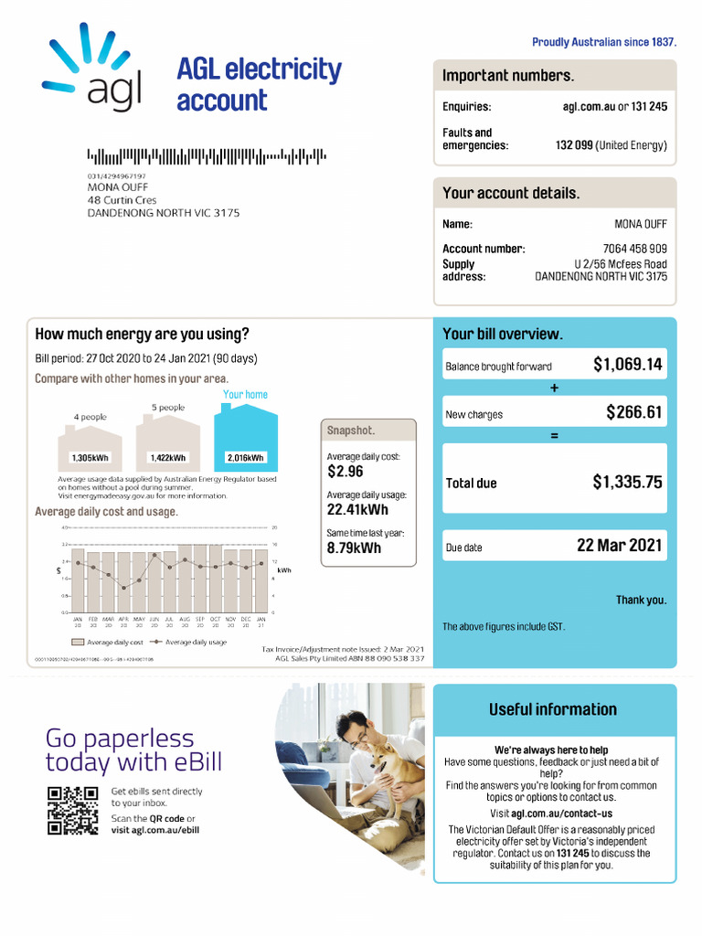 Agl Bill | PDF | Credit Card | Value Added Tax