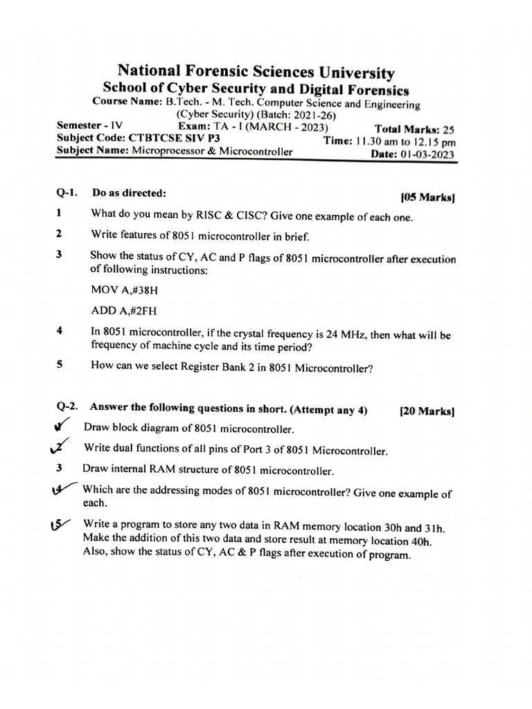 MPMC Sem 4 TA and Mid Sem | PDF