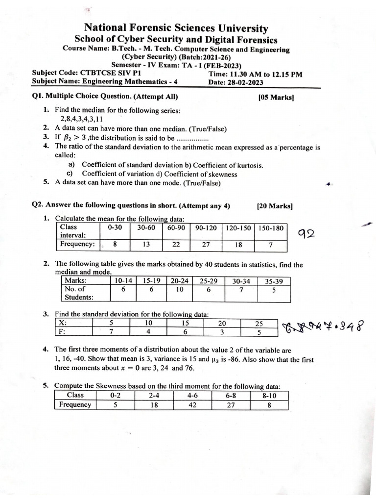Maths Sem 4 TA and Mid Sem | PDF