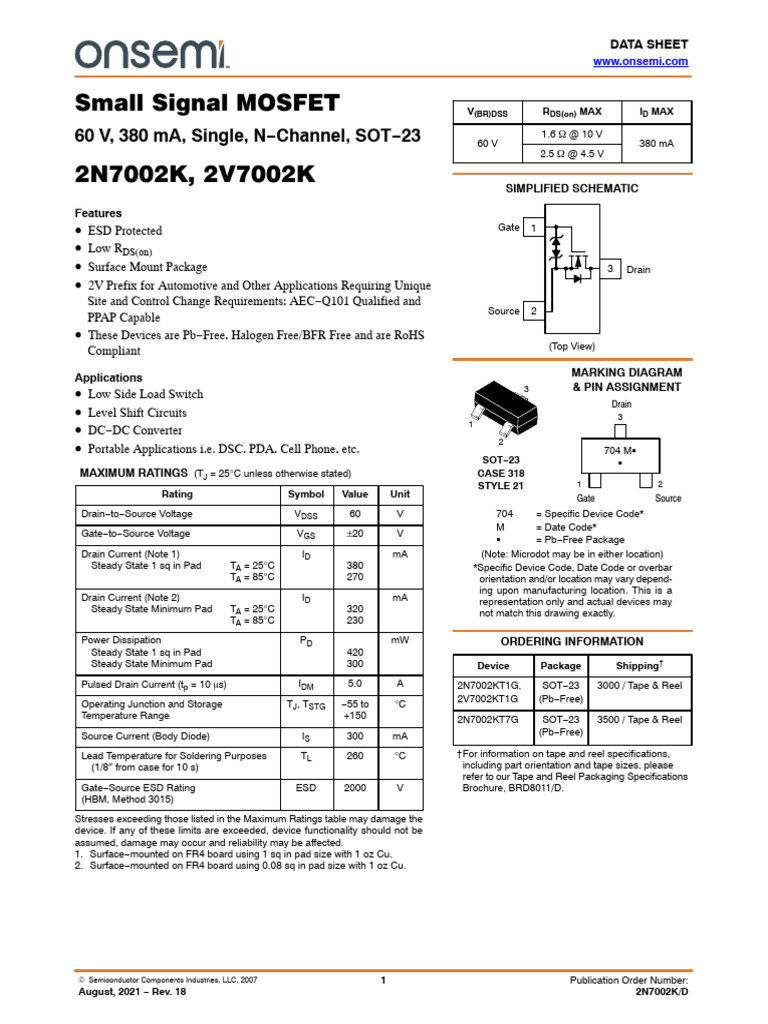 2N7002K | PDF | Field Effect Transistor | Medical Device