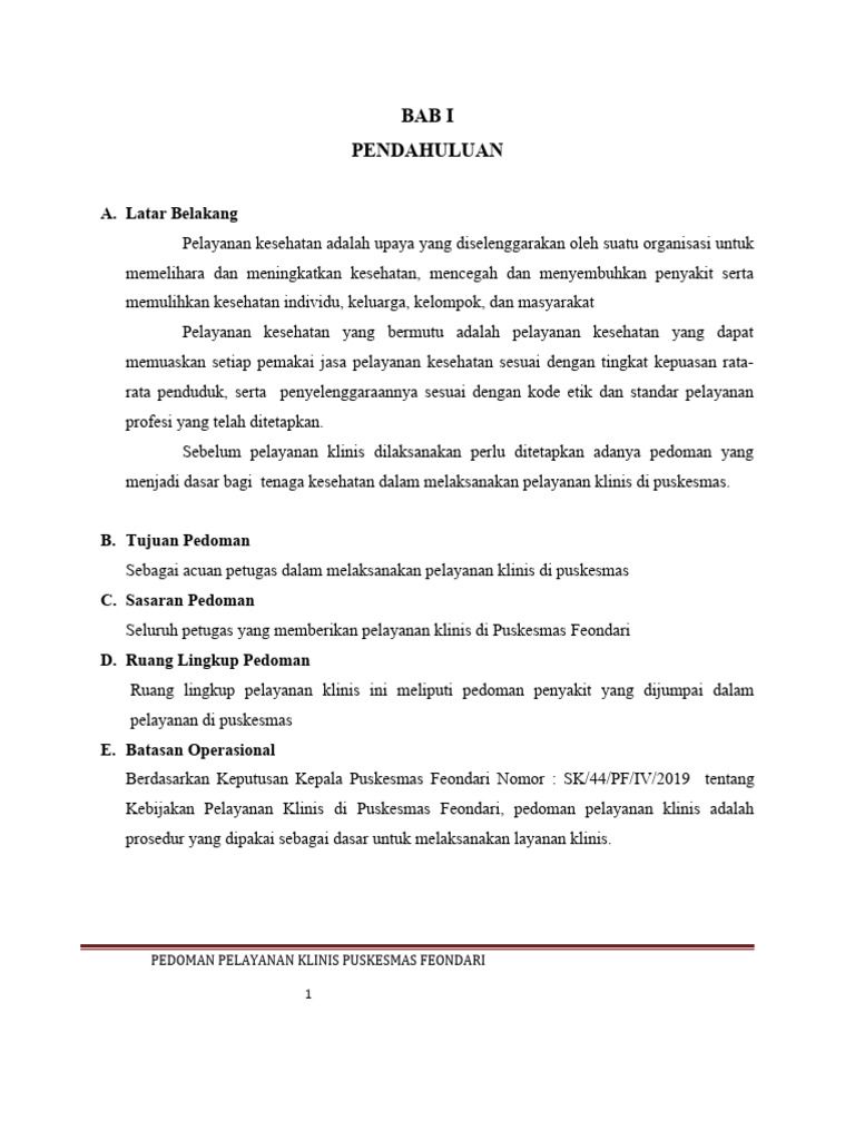 Pedoman Pelayanan Klinis Edit | PDF | Kesehatan Holistik | Sains & Matematika