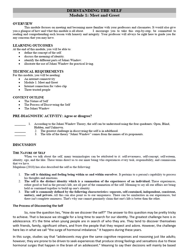 Module 1 Meet and Greet | PDF | Self Concept | Identity (Social Science)