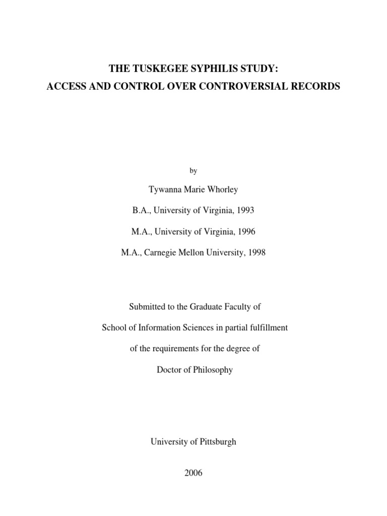 The Tuskegee Syphilis Study | PDF | National Archives And Records ...