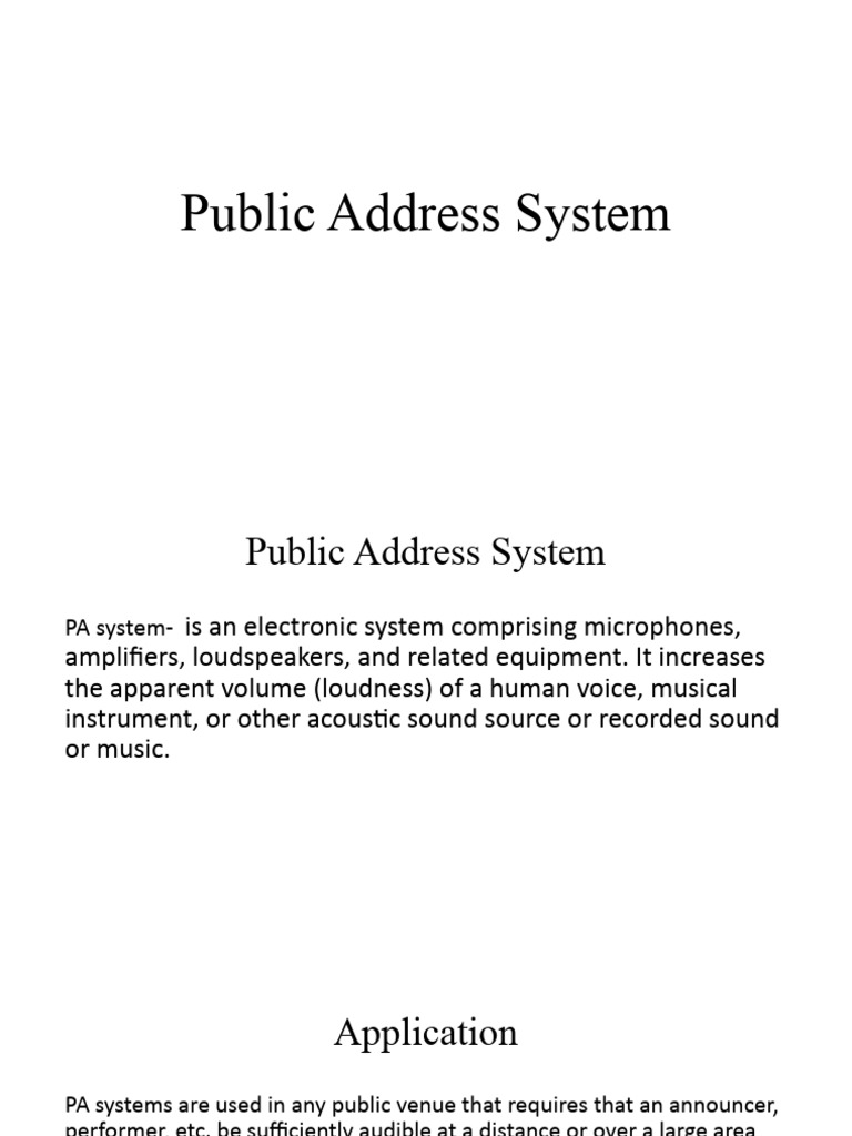 Overview of Public Address Systems | PDF | Microphone | Loudspeaker